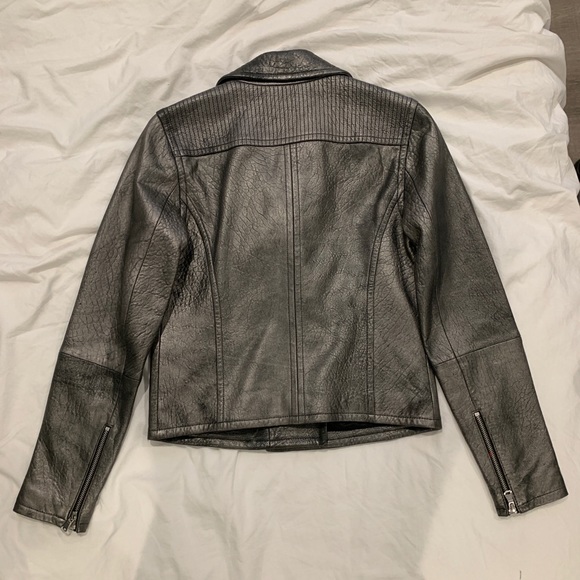 J Brand | Jackets & Coats | Metallic Silvergrey Leather Jacket | Poshmark
